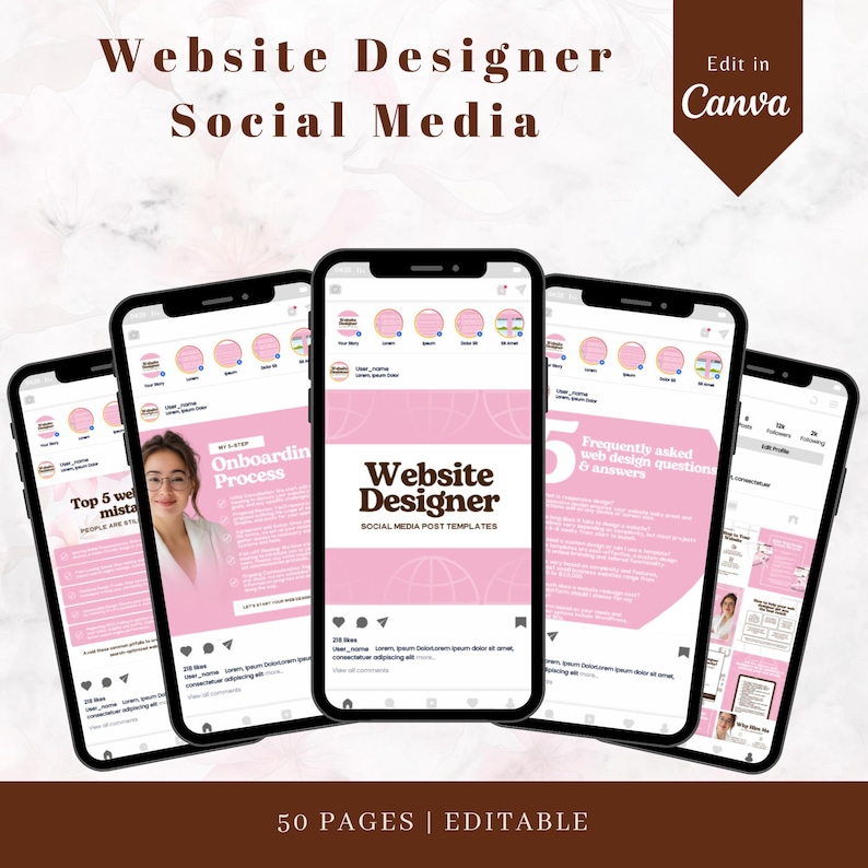 Web Designer Social Media Templates, Editable Canva Web Design Posts ...