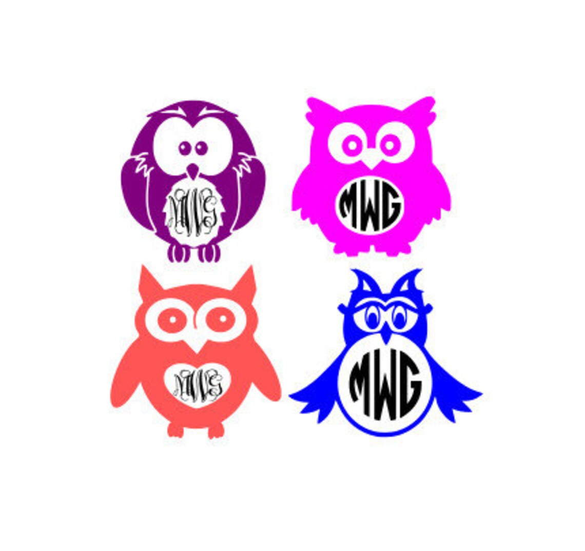 Owl Monogram Frame SVG DXF EPS Vinyl Cutting Files - Etsy