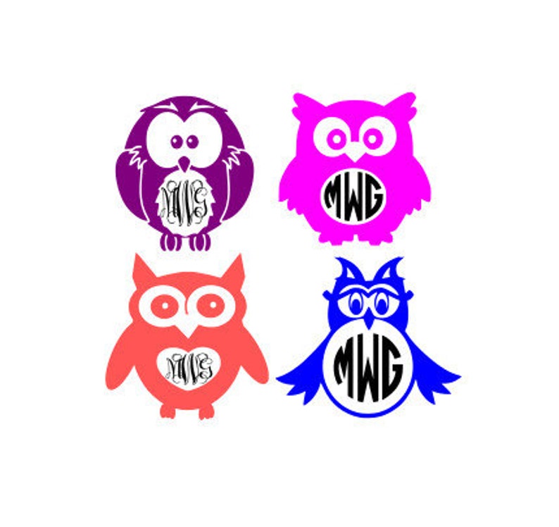 Owl Monogram Frame SVG DXF EPS Vinyl Cutting Files - Etsy