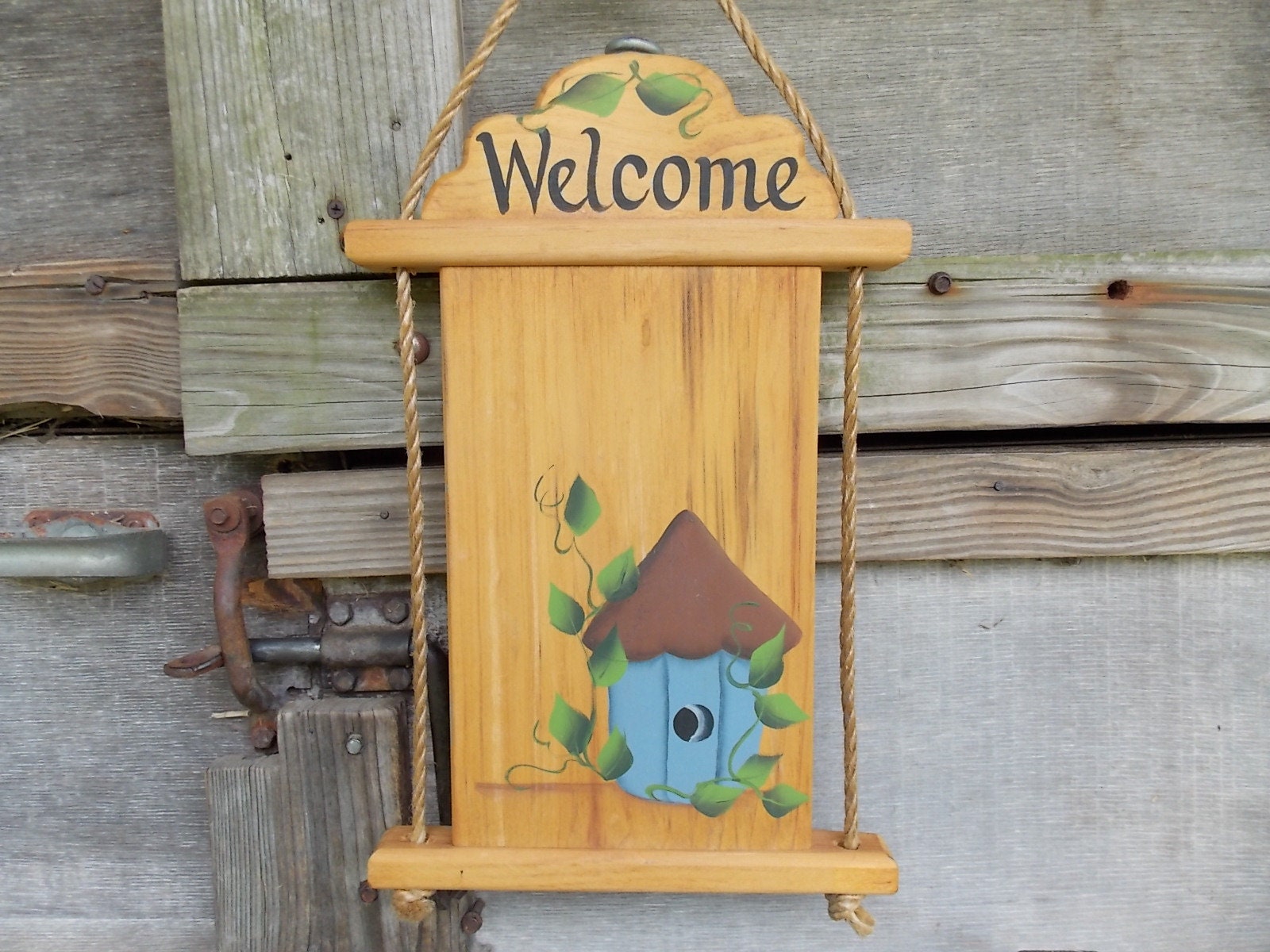 Handmade Wooden Welcome Sign Hand Painted Signed by Artist and Numbered ...