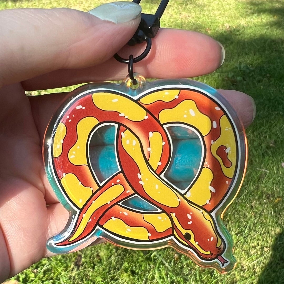 Ball Python Keychain, Pretzel Snake, Rainbow - Etsy