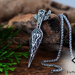 Gungnir Viking Necklace - Odin's Spear Head, Stainless Steel Arrowhead ...