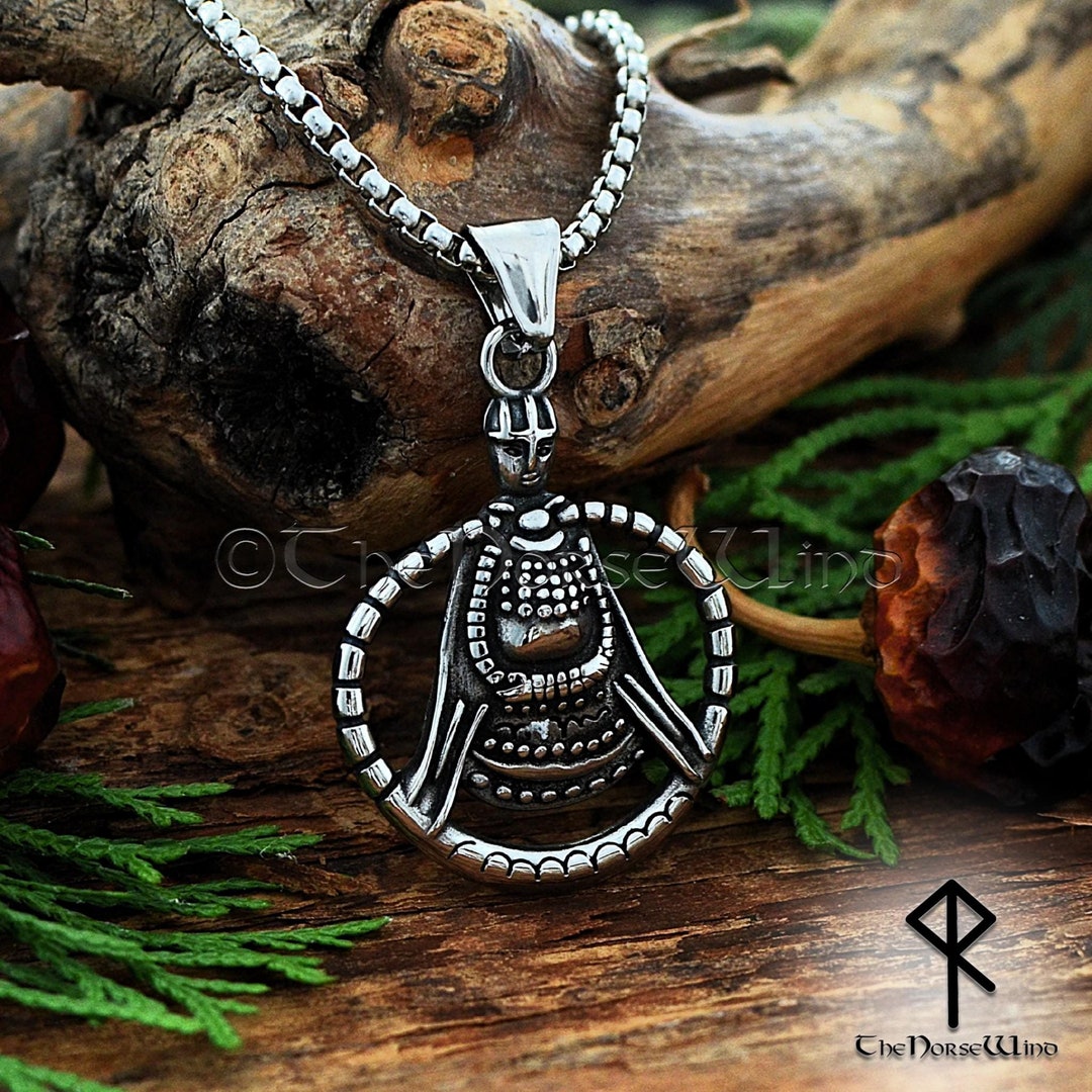 Viking Freya Necklace, Norse Goddess Amulet From Aska, Stainless Steel ...