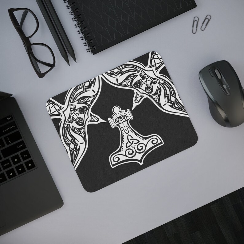 Thor's Hammer Viking Mjolnir Mouse Pad – Odin's Ravens Gaming Desk Mat ...