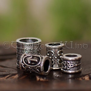 Set of 4 Viking Beard Rings / Hair Beads KIT With Rune Bead of Your ...