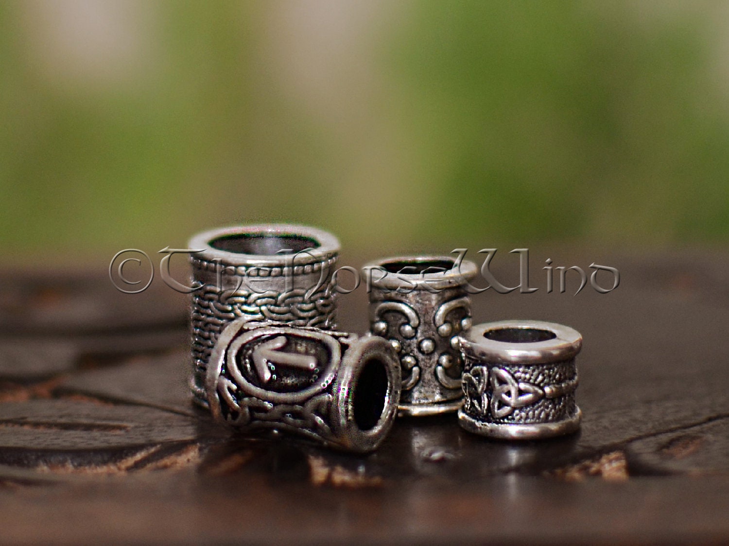 Set of 4 Viking Beard Rings / Hair Beads KIT With Rune Bead of Your ...