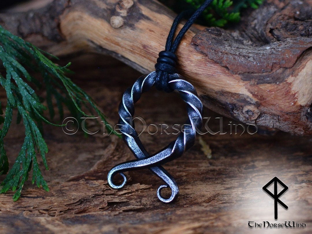 Viking Troll Cross Pendant | Hand-forged Twisted Norse Necklace | Steel ...