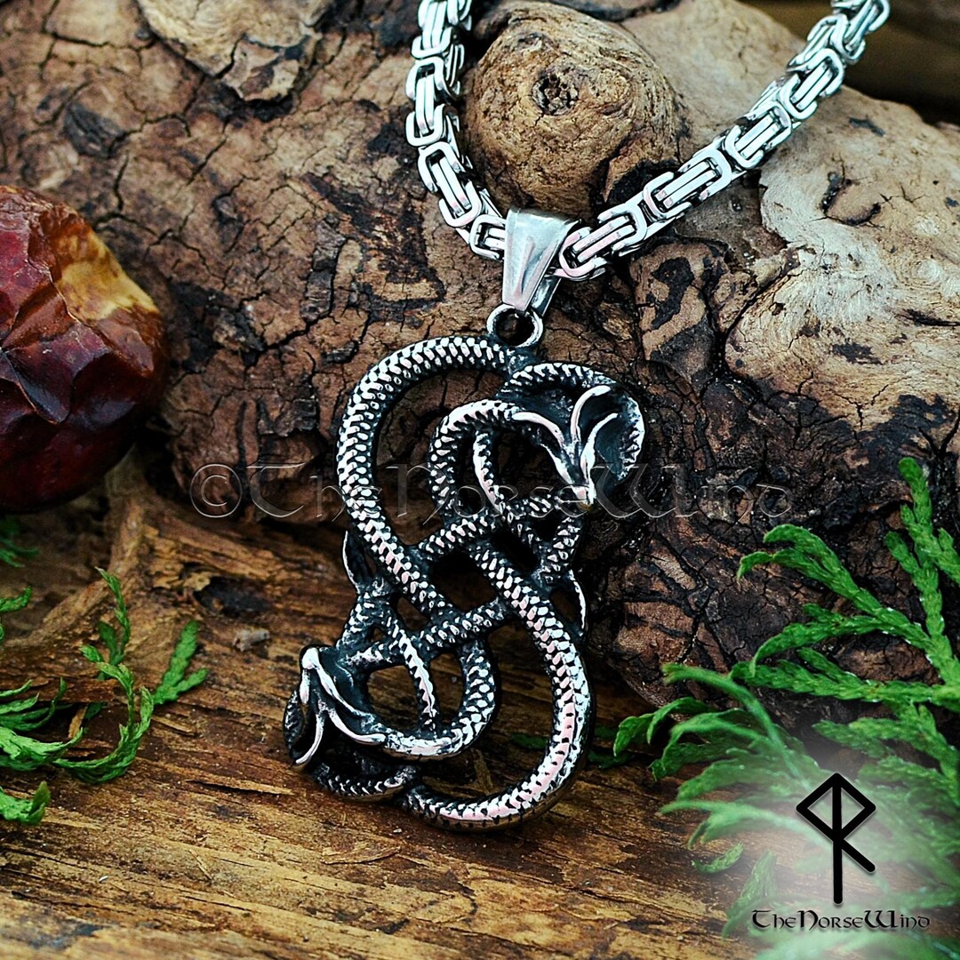 Viking Loki Snake Necklace, Norse Mythology Midgard Serpent Pendant ...