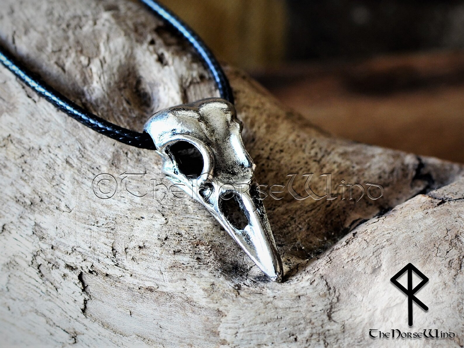 Viking Raven Skull Necklace, Odin's Ravens Pendant Amulet, Viking ...