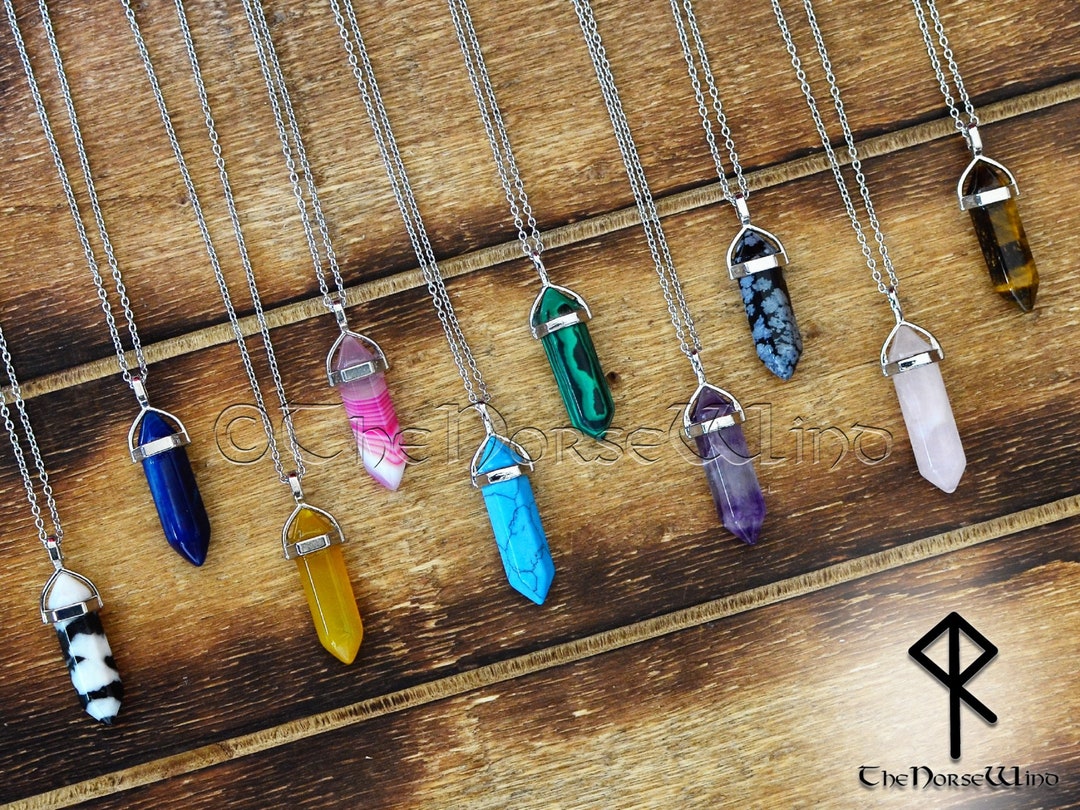 Norse Witch Pendulum Necklace, Crystal Dowsing Amulet, Wiccan Spiritual ...
