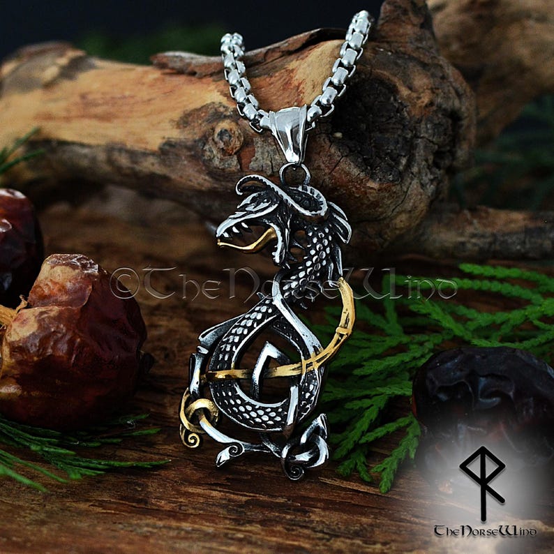 Viking Ouroboros Necklace, Midgard Serpent Pendant, Nidhogg Infinity ...