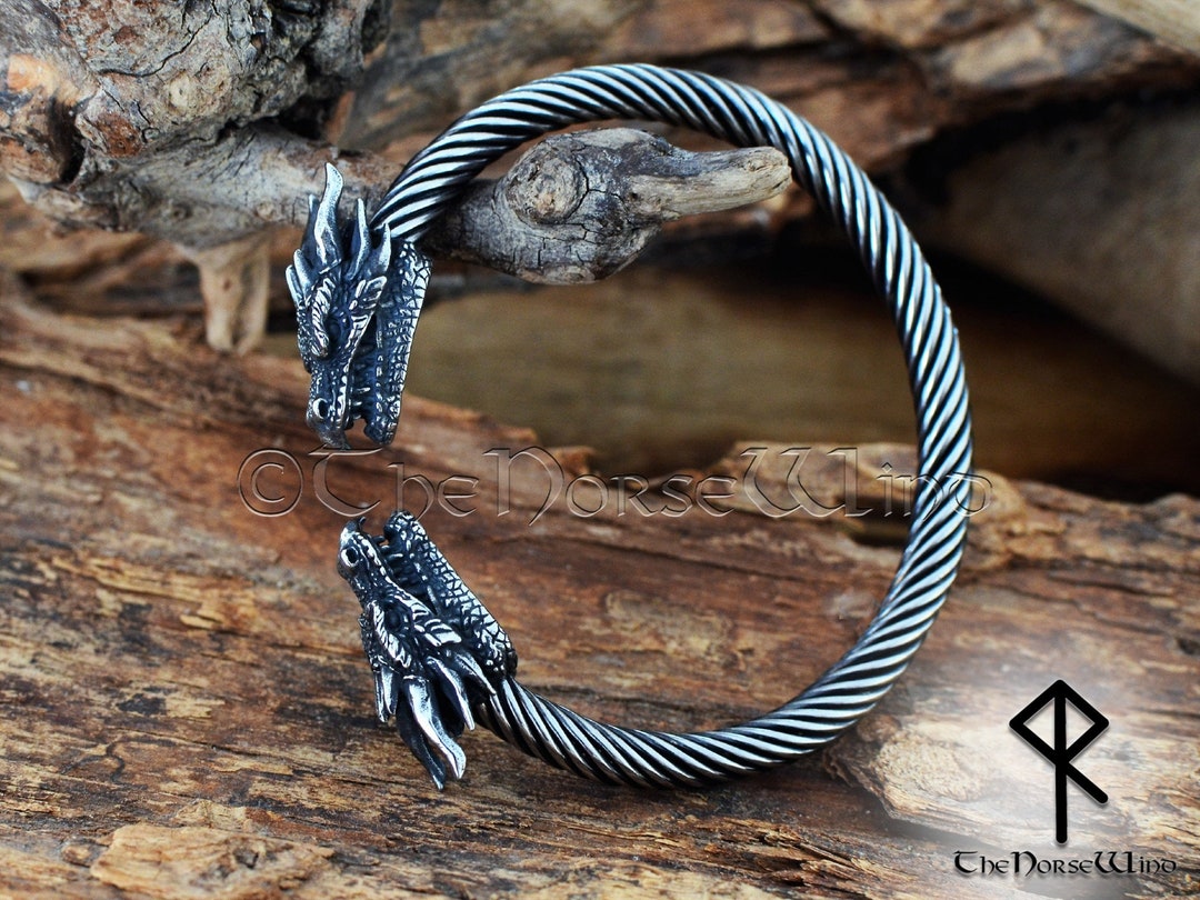 Viking Arm Ring, Dragon Head Men's Bracelet, Nidhogg Dragon Torc ...