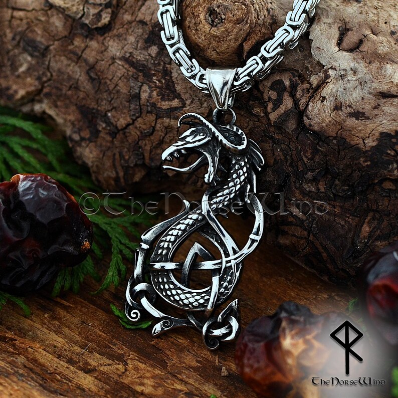 Viking Ouroboros Necklace, Midgard Serpent Pendant, Nidhogg Infinity ...