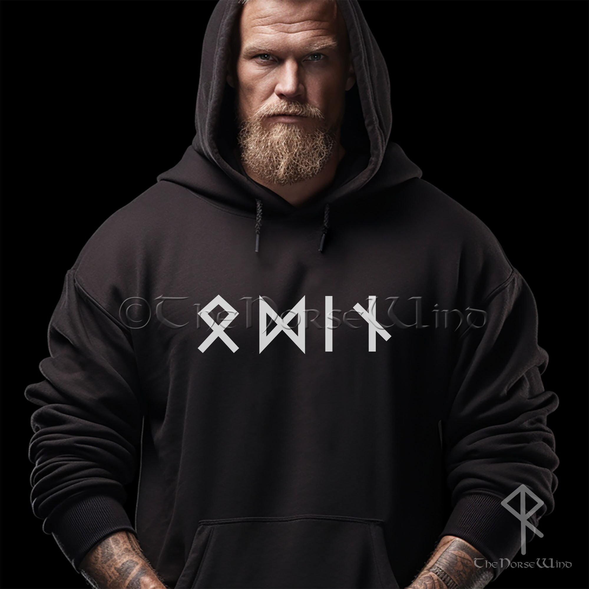 Viking Runes Hoodie ODIN in Futhark Runes Sweatshirt, Norse Mythology ...