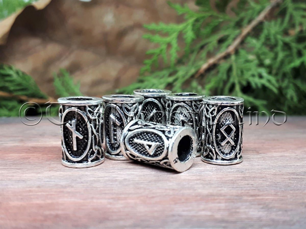 Viking Runes Beard Beads Silver Futhark Rune Hair Bead / - Etsy