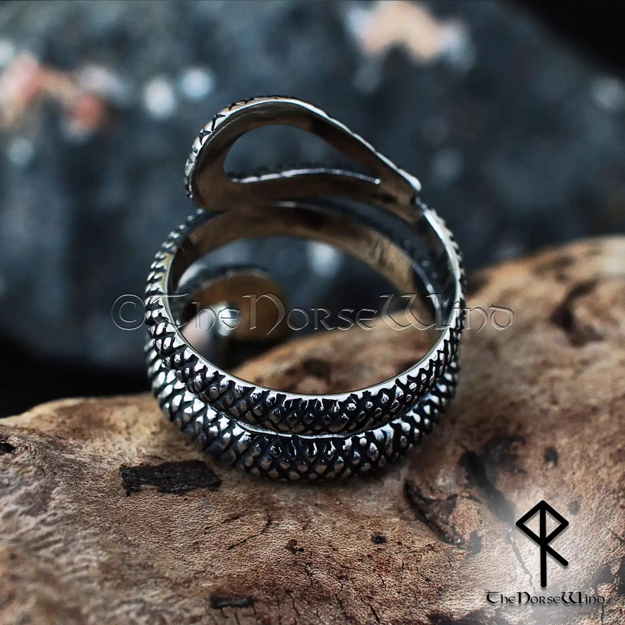 Viking Serpent Ring - Norse Jormungandr Snake Ring - Stainless Steel ...