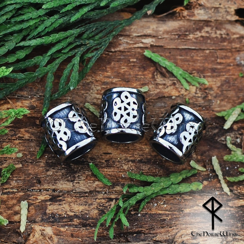 Viking Beard Beads, Celtic Knot Hair Rings, Stainless Steel Dreadlocks ...