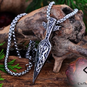 Gungnir Viking Necklace, Solid Odin's Spear Men's Pendant With ...