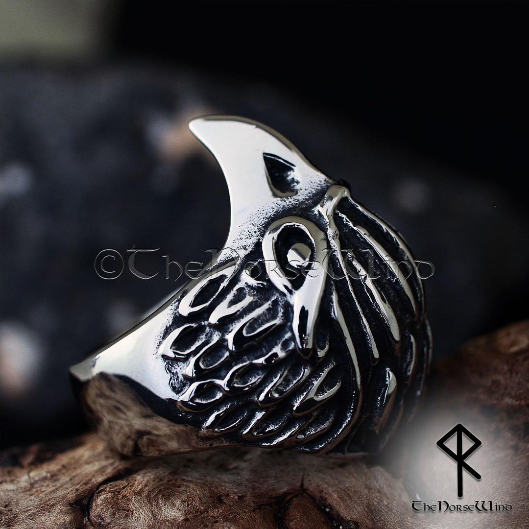 Viking Raven Ring | Huginn & Muninn Norse Crow Ring | Odin’s Ravens ...