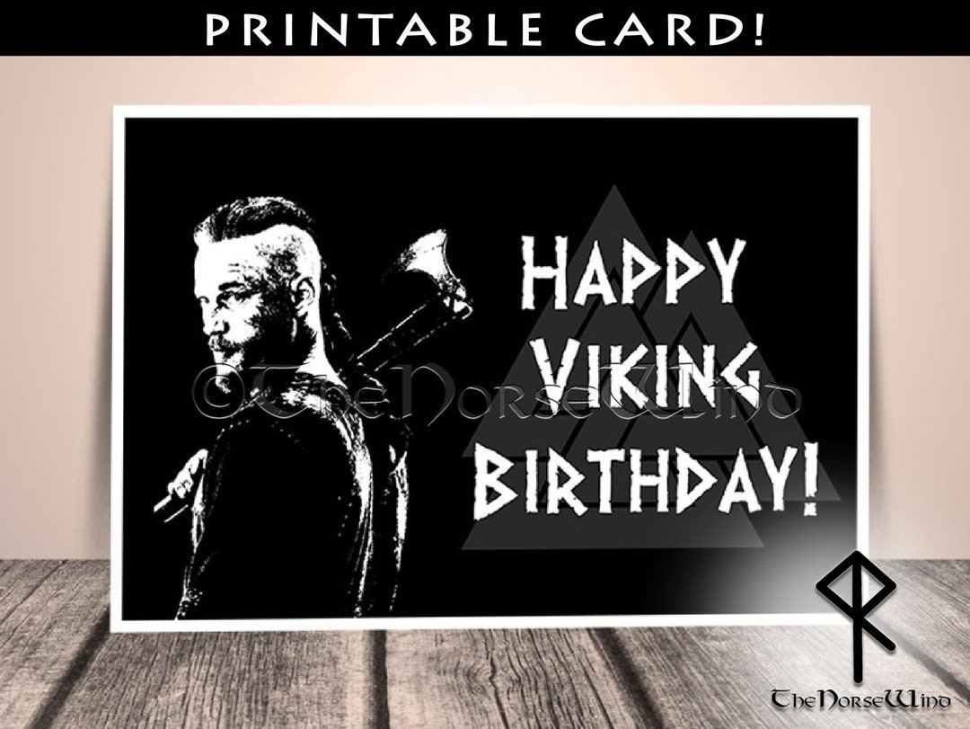 Happy Viking Birthday Greeting Card, Viking Party Birthday Card for Him ...