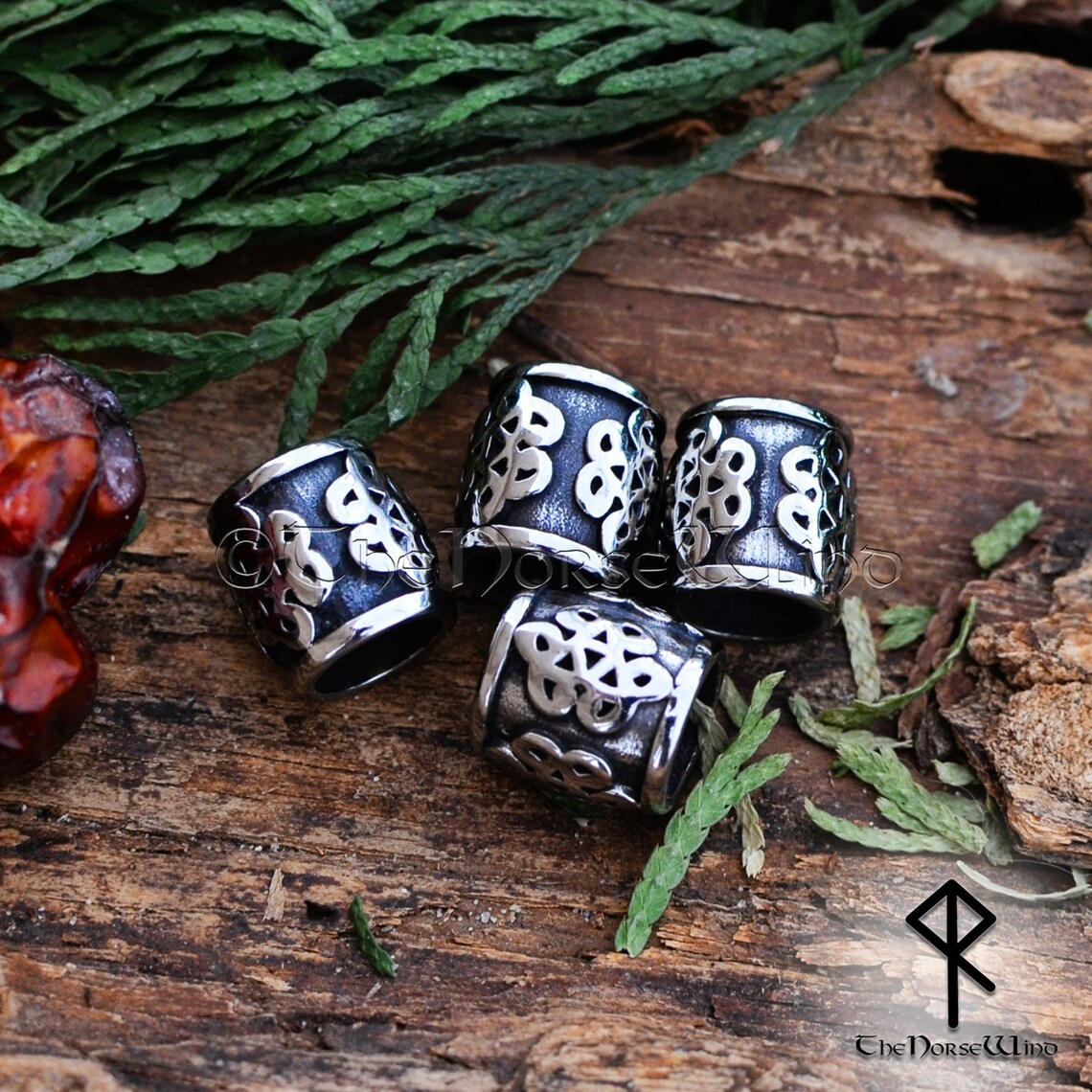 Viking Beard Beads, Celtic Knot Hair Rings, Stainless Steel Dreadlocks ...
