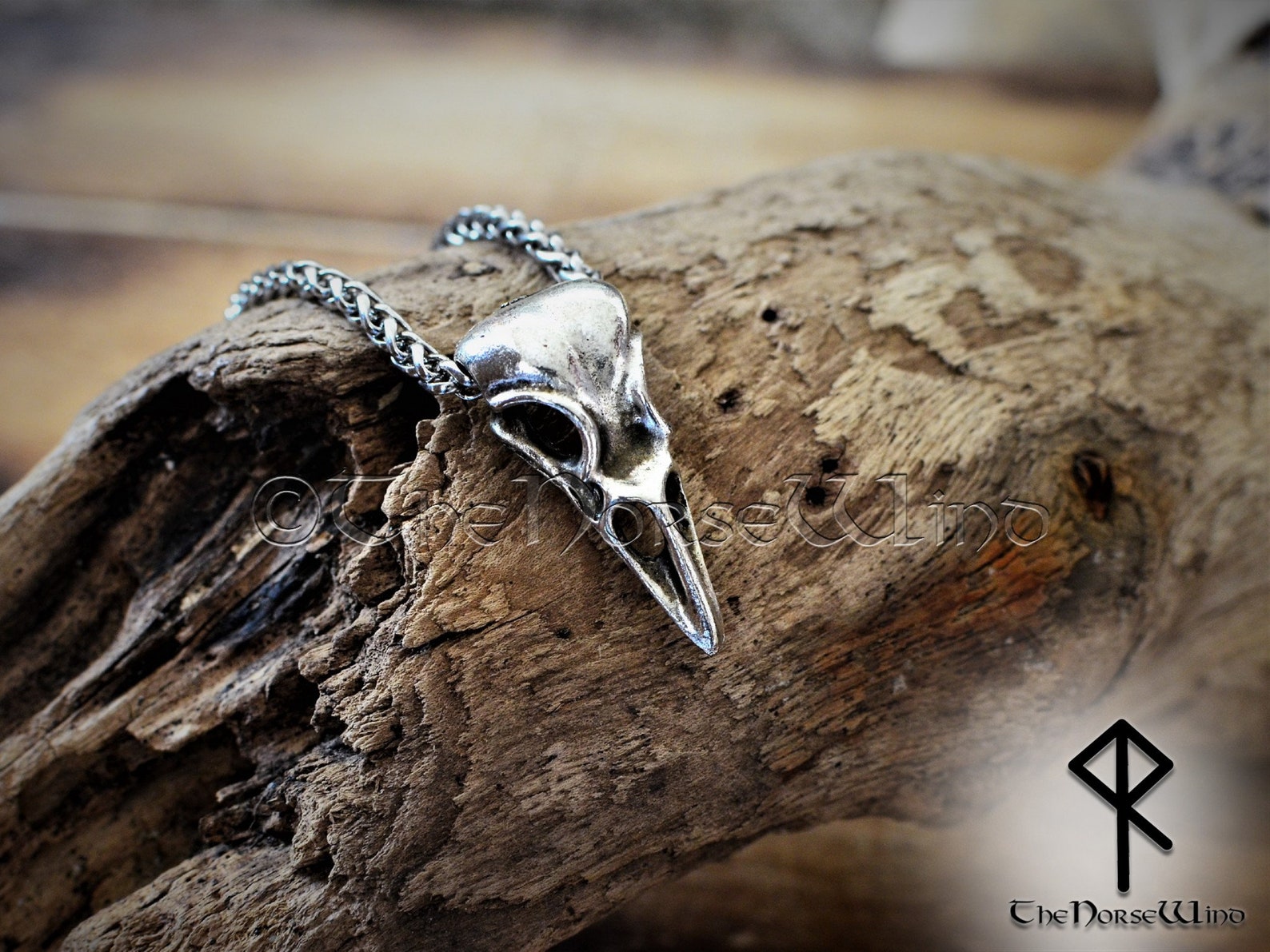 Viking Raven Skull Necklace, Odin's Ravens Pendant Amulet, Viking ...