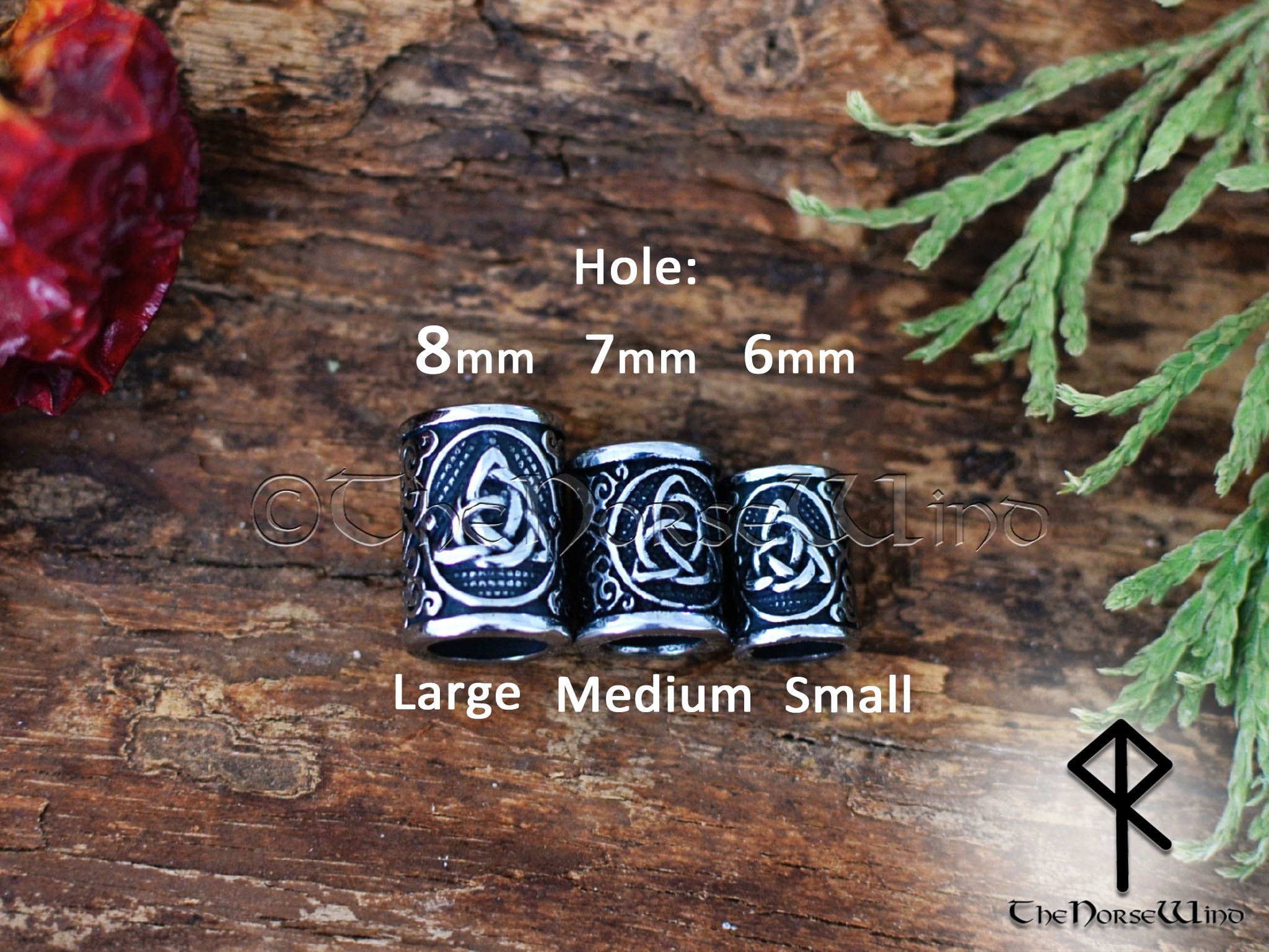 Viking Beard Beads, Celtic Knot Hair Rings, Triquetra Beard Beads 6mm ...
