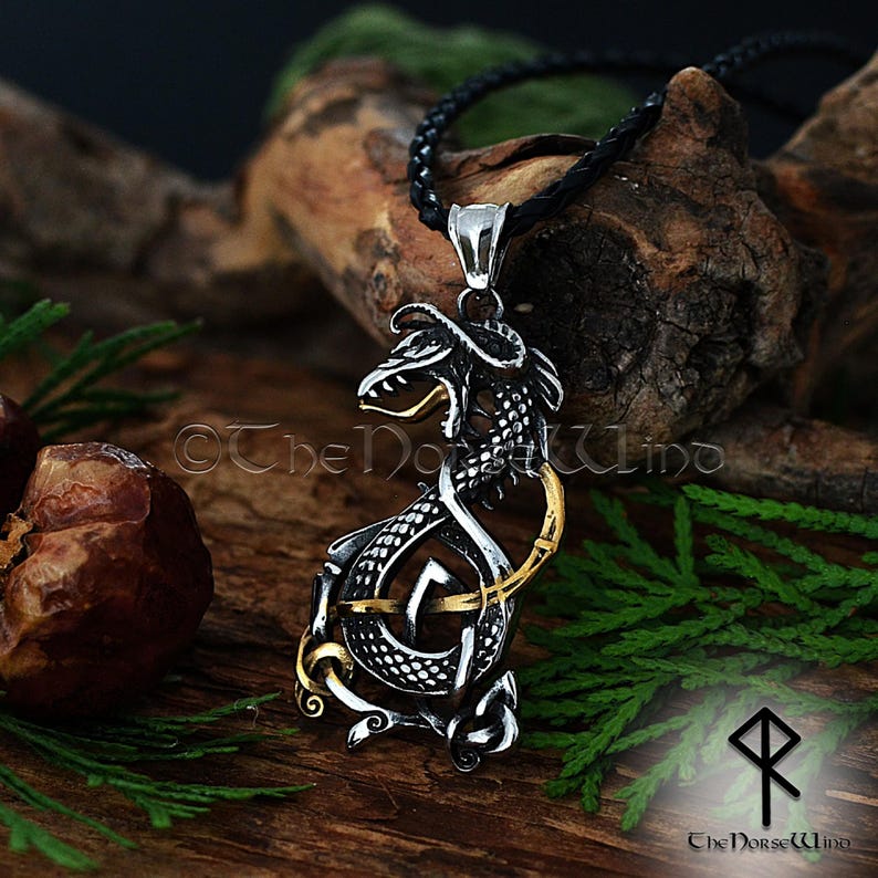 Viking Ouroboros Necklace, Midgard Serpent Pendant, Nidhogg Infinity ...