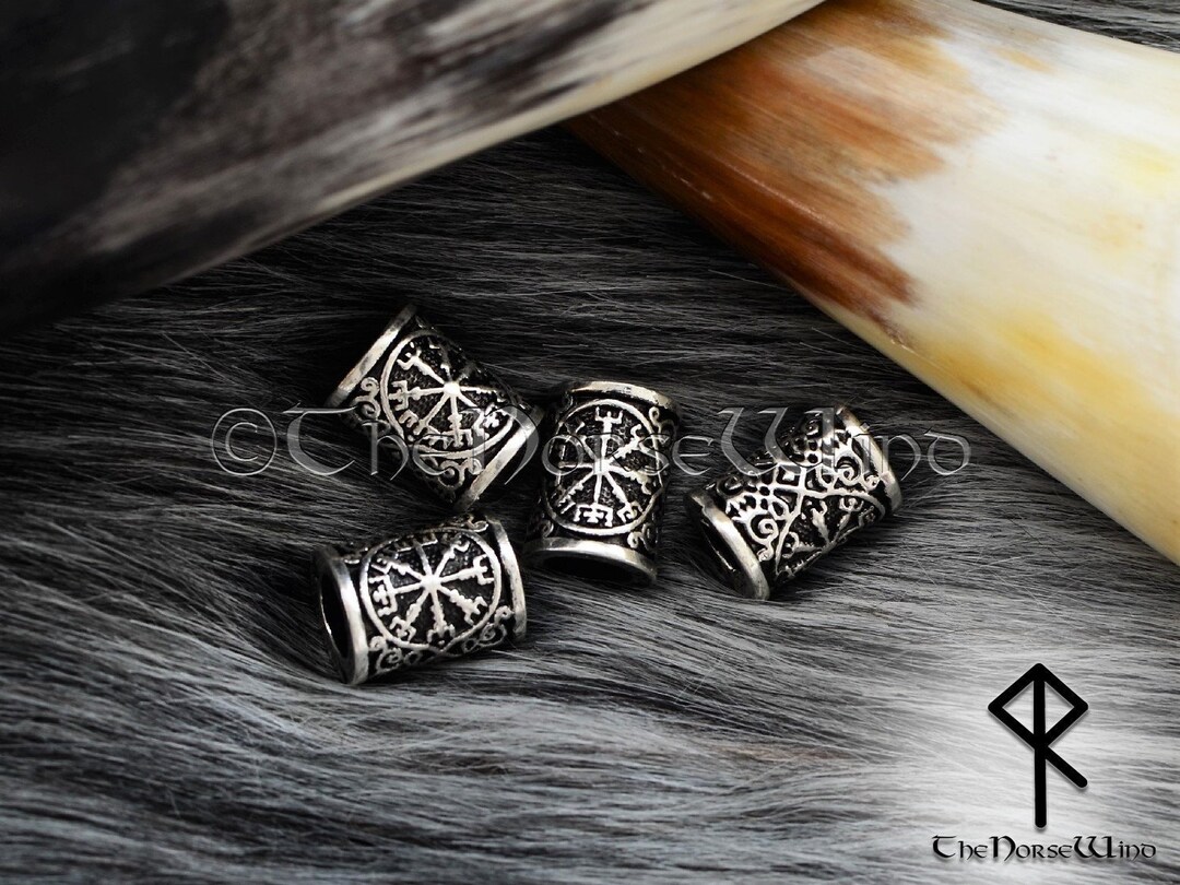 Vegvisir Beard Beads, Viking Compass Hair Rings, Viking Rune Beads ...