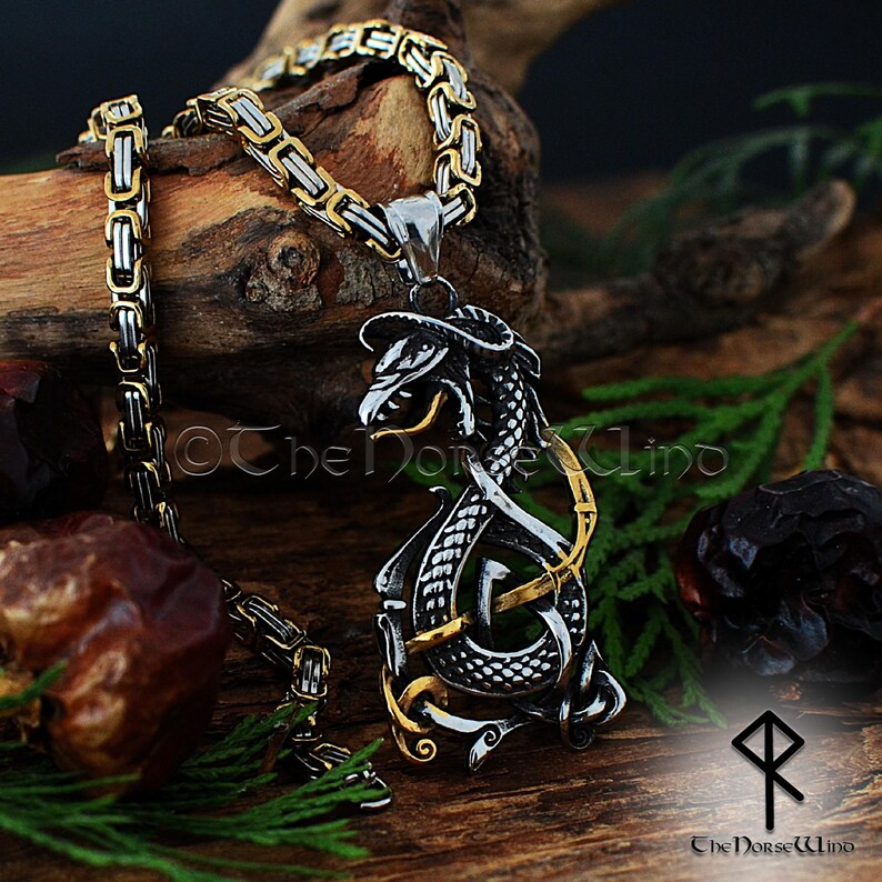 Viking Ouroboros Necklace, Midgard Serpent Pendant, Nidhogg Infinity ...