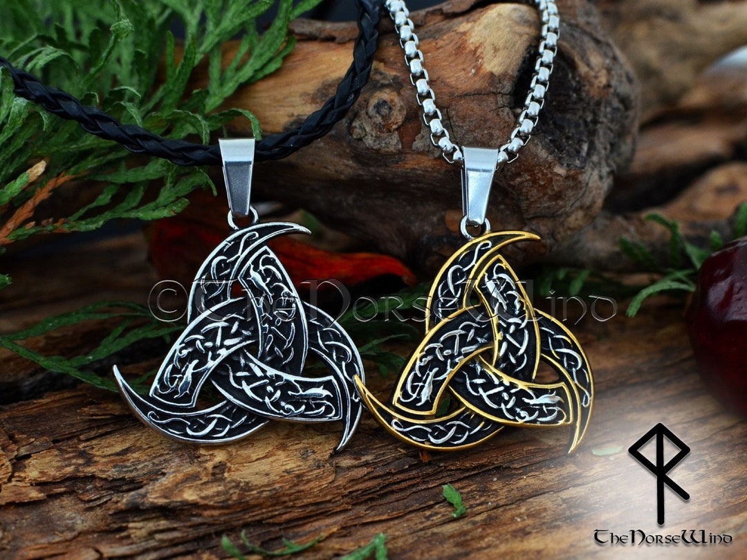 Viking Necklace Triple Horn of Odin Stainless Steel Pendant, Trinity ...