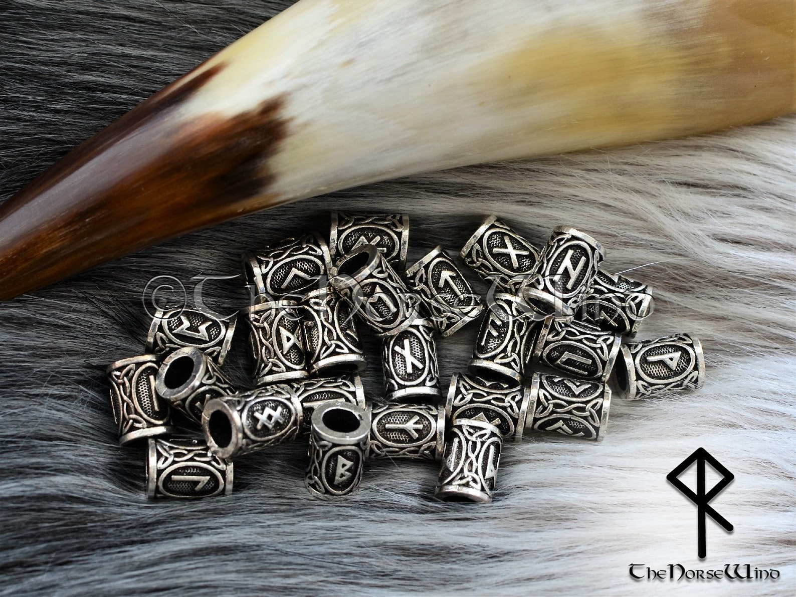 Viking Runes Set Beard Beads 24 Pcs LOT Futhark Runes Hair Bead Beard ...