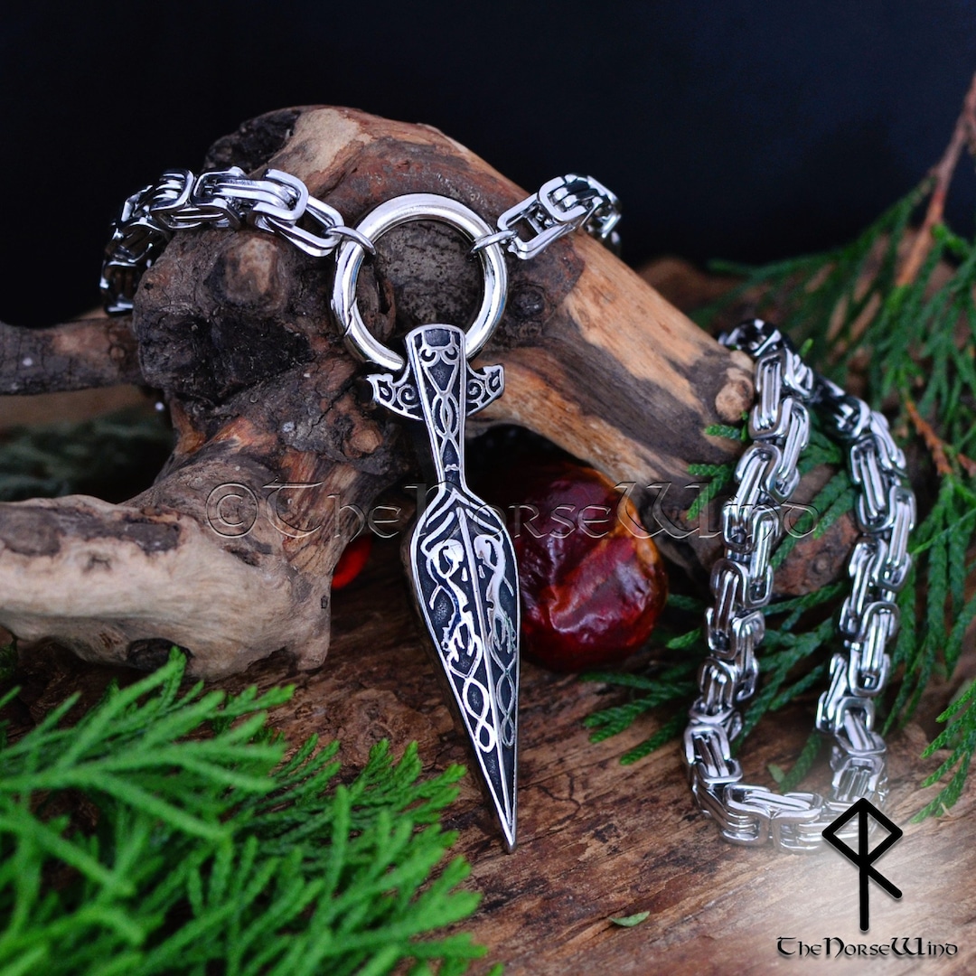 Gungnir Viking Necklace, Solid Odin's Spear Men's Pendant With ...