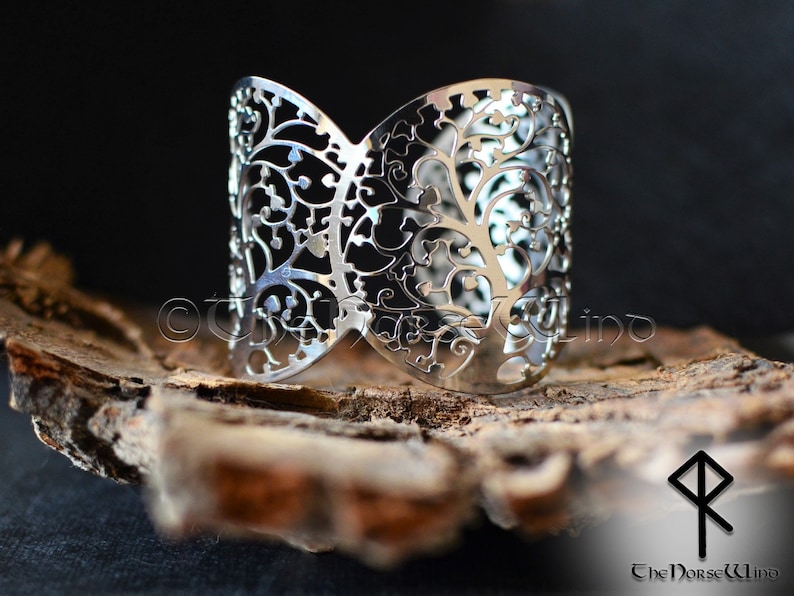 Viking Yggdrasil Bracelet, Celtic Tree of Life Cuff, Norse Women's Torc ...