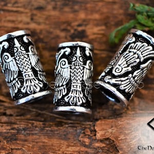 Viking Raven Beard Beads, Odin Ravens Hair Rings, Norse Mythology Rune ...