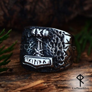 Thor's Hammer Viking Ring, Solid Mjolnir Men's Ring, Norse Warriors ...