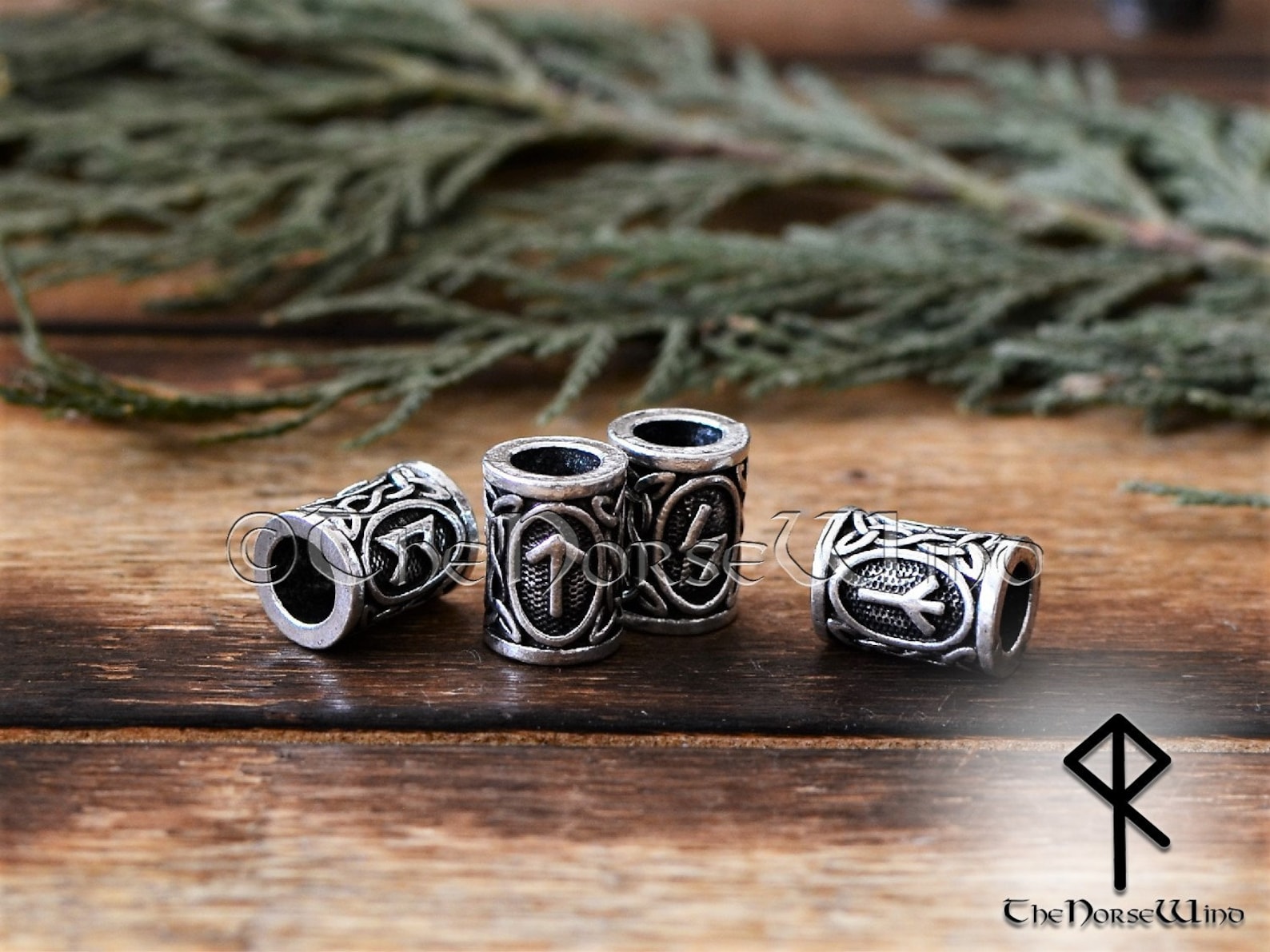 Viking Beard Beads Futhark Runes Hair Bead Dwarven Beard Ring | Etsy