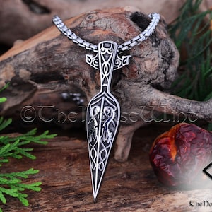 Gungnir Viking Necklace - Odin's Spear Head, Stainless Steel Arrowhead ...