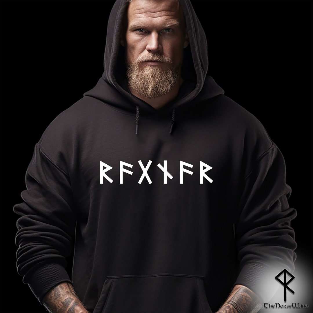 NAME in RUNES Viking Hoodie, Personalized Futhark Runes Sweatshirt ...