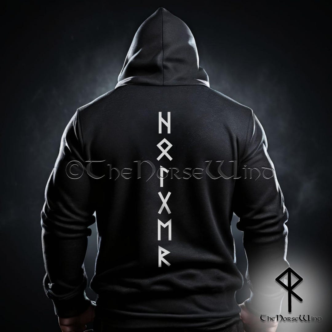 Custom NAME in RUNES Viking Hoodie, Personalized Futhark Runes ...