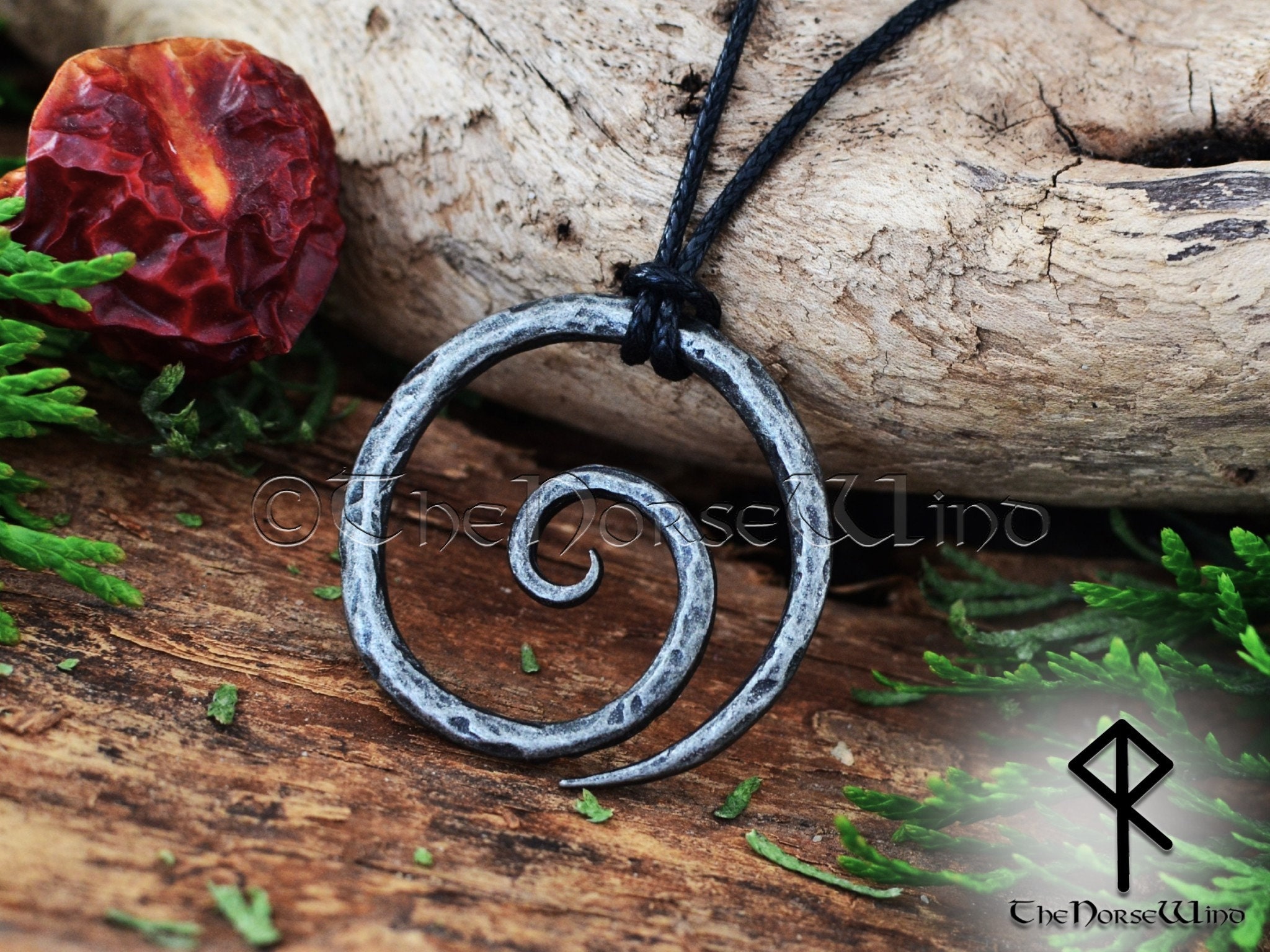 Hand-forged Celtic Spiral Pendant, Iron Steel Amulet, Viking Jewelry ...