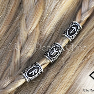 Viking Runes Set Beard Beads 24 Pcs LOT Futhark Runes Hair Bead Beard ...