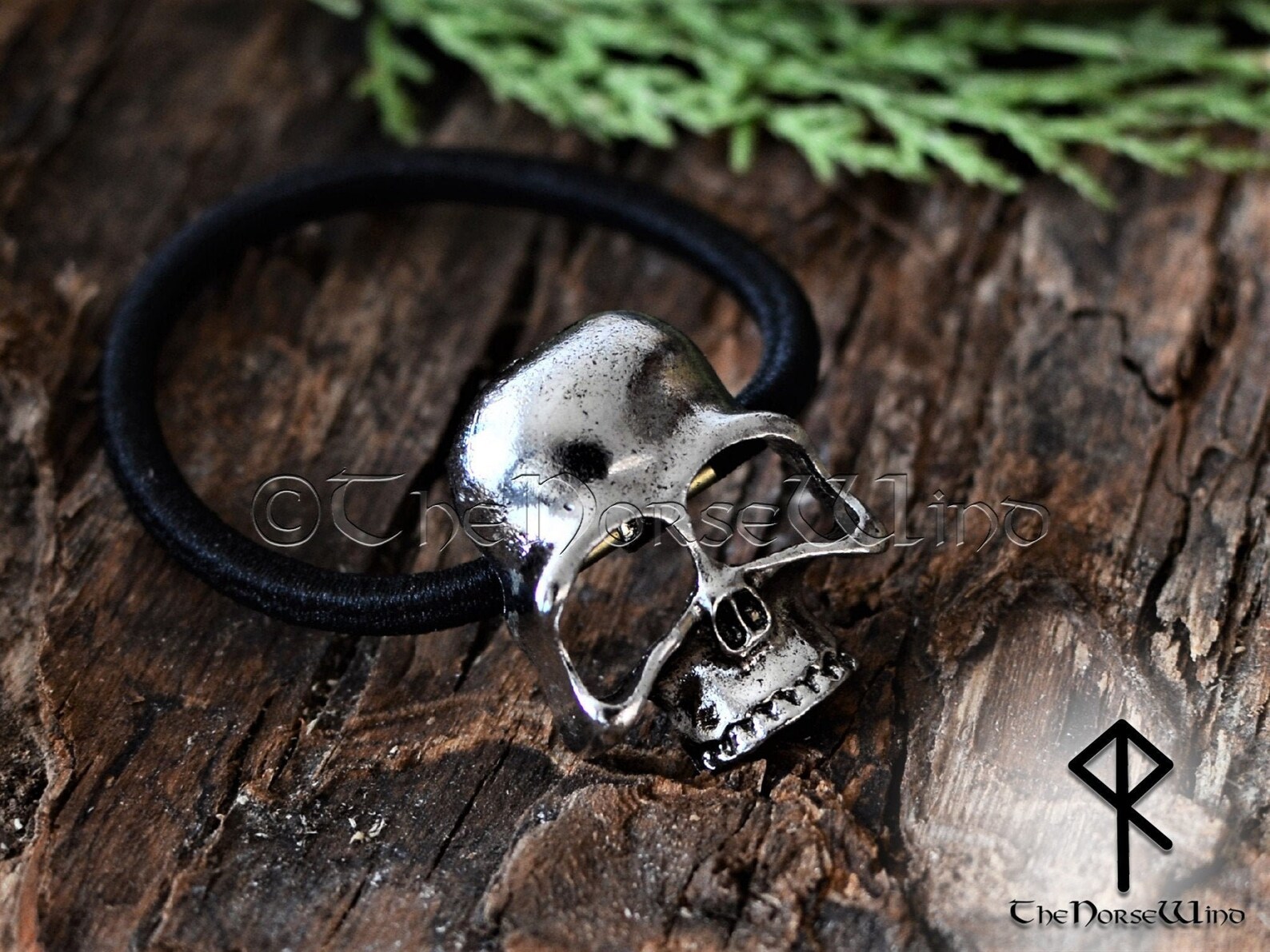 Viking Skull Hair Band, Human Skull Hair Tie in Black or Silver ...