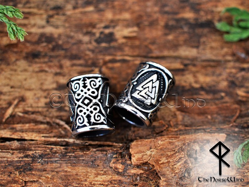 Viking Beard Beads Valknut, Celtic Hair Rings, Stainless Steel Viking ...
