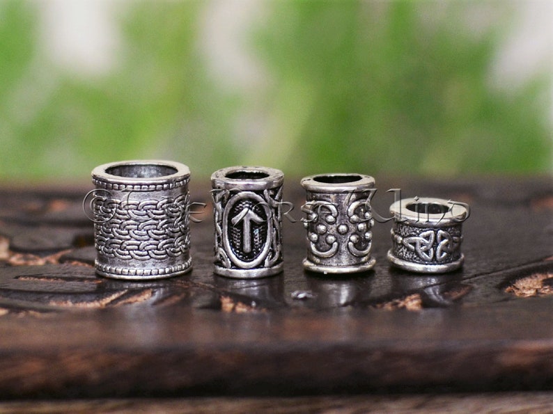 Set of 4 Viking Beard Rings / Hair Beads KIT with Rune Bead of | Etsy