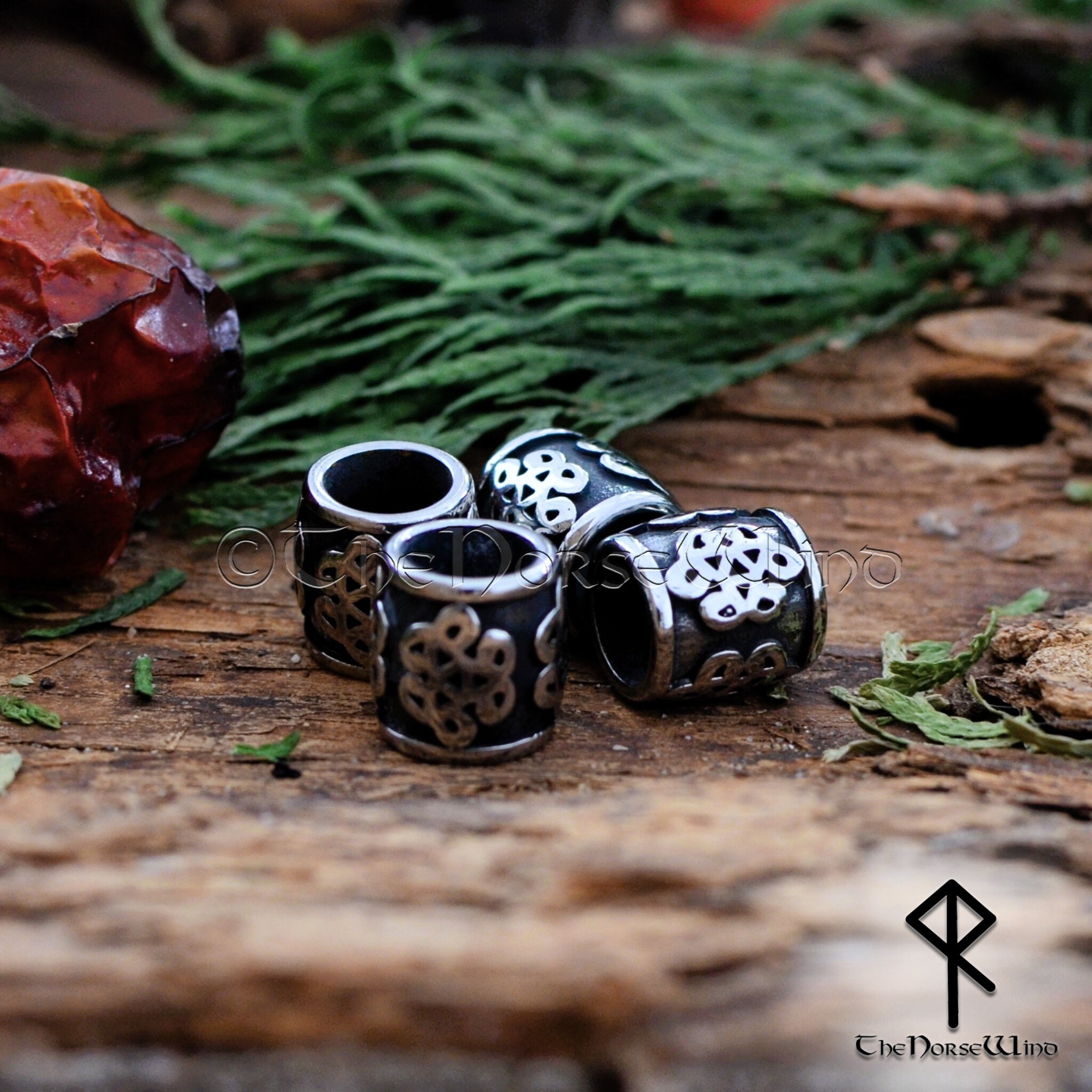 Viking Beard Beads, Celtic Knot Hair Rings, Stainless Steel Dreadlocks ...