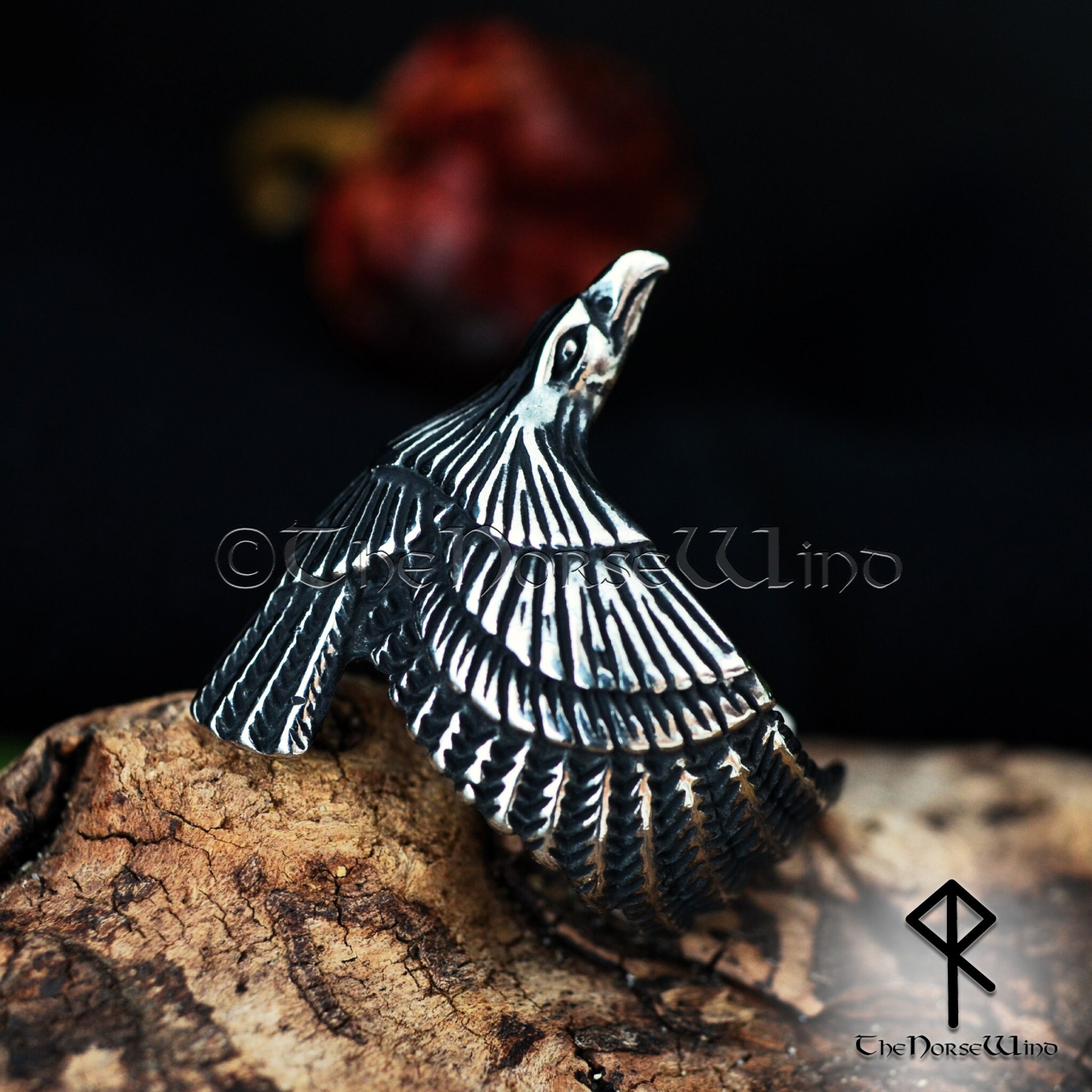 Viking Raven Ring, Odin's Flying Raven Stainless Steel Ring, Hugin and ...