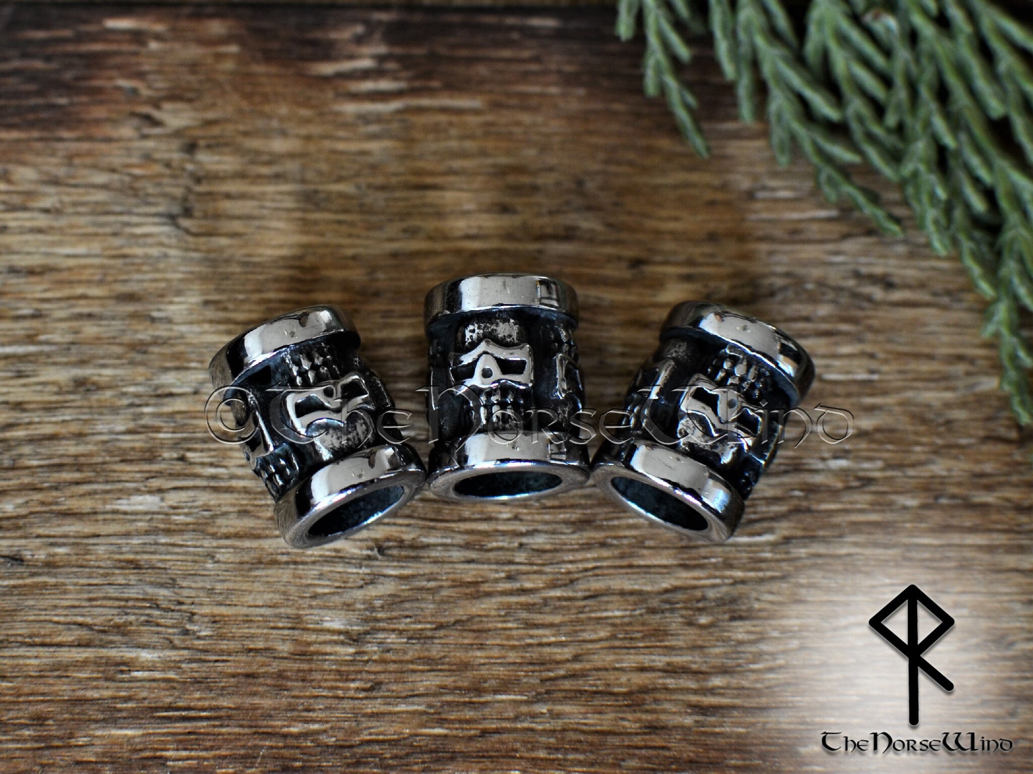 Viking Beard Beads, Norse Skull Hair Rings Celtic Dreadlocks, Steel ...