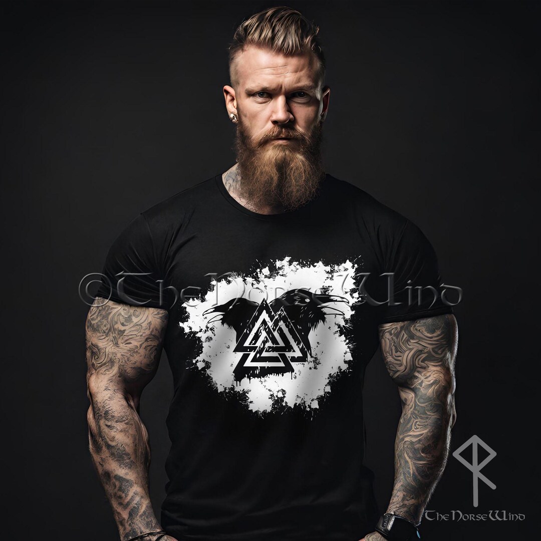 Viking Ravens T-shirt, Valknut & Odin's Ravens Norse Warriors Tee ...