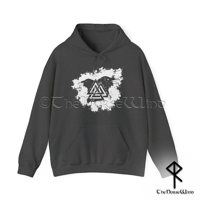Viking Hoodie Odin’s Ravens Valknut, Norse Mythology Sweatshirt, Huginn ...